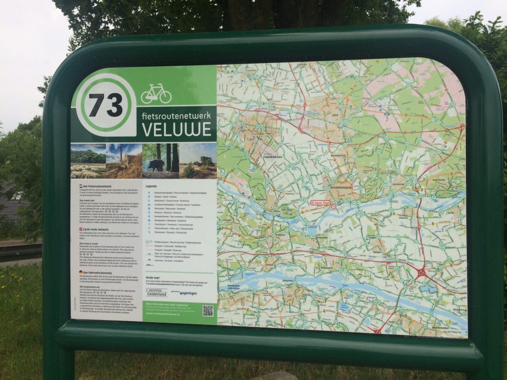 Fietsknooppunten netwerk langs Wageningen - Binnenstad Wageningen